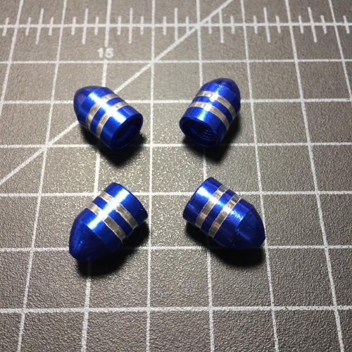 Valve Caps (4) – Bullet 2 Stripe Blue Color – Redline Fresh