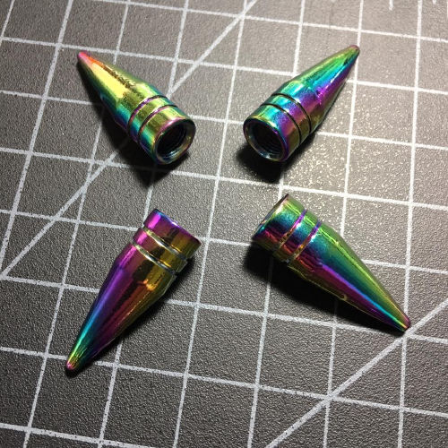 Valve Caps (4) – Neo Chrome Round Spike – Redline Fresh