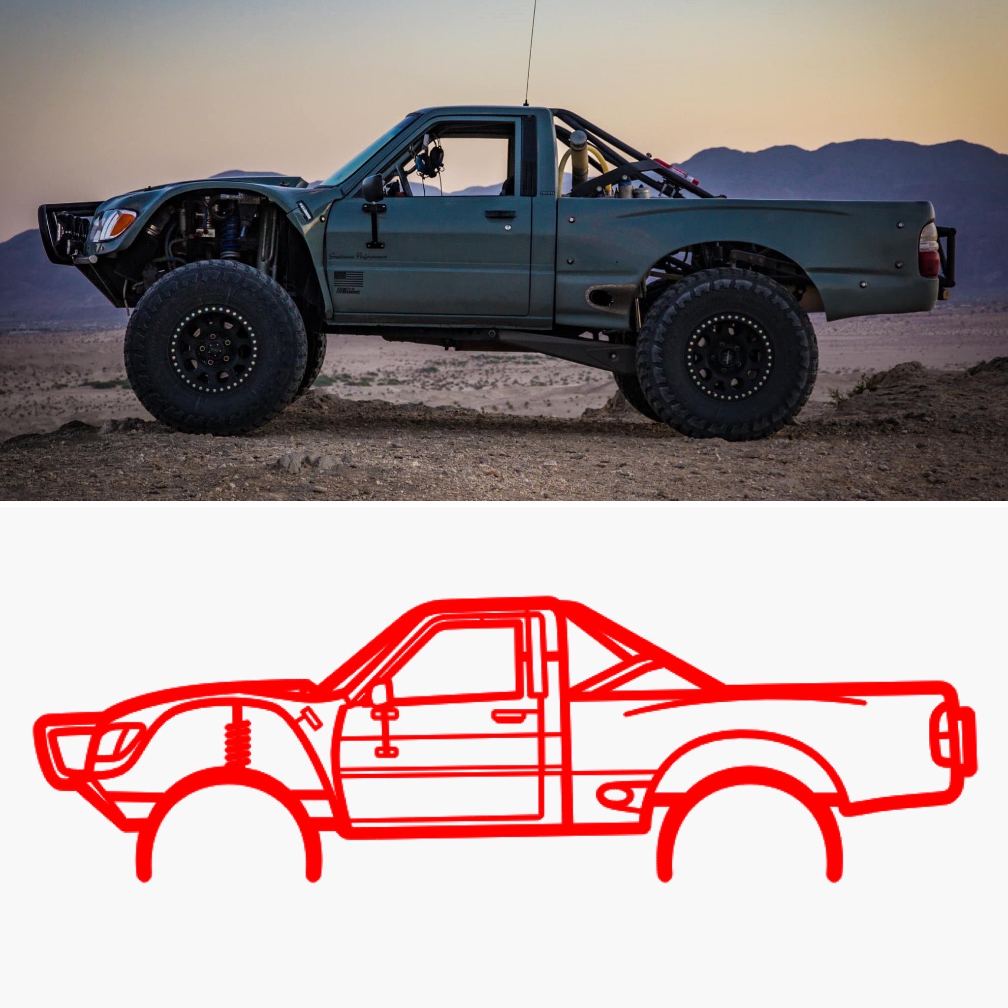 Custom PreRunner Silhouette Line Wall Art – Redline Fresh